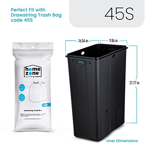 Home Zone Living 12 Gallon Kitchen Trash Can, Slim Body Stainless Steel Design, 45 Liter Capacity, Black