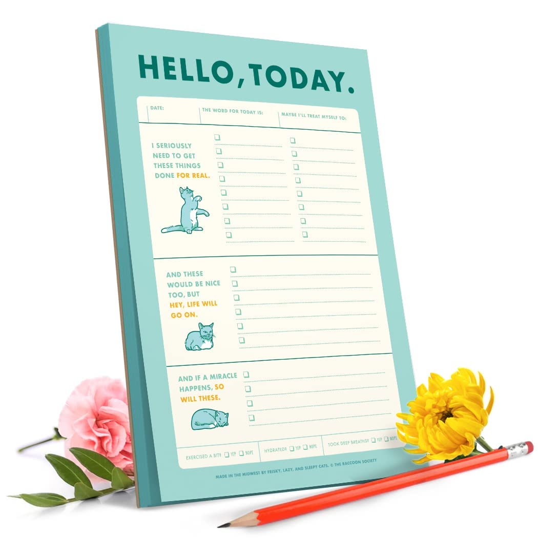 Curious Charts Commission Hello, Today - To Do List Pad - Kitty - 6 x 9 inches