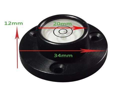 Driak 2PC 32mm/1.34"Mini Spirit Level Bubble Circular Vial Bullseye Level Round Bubble Level Black Angle Clear Mini Round Bubble Spirit Level with Mounting Holes