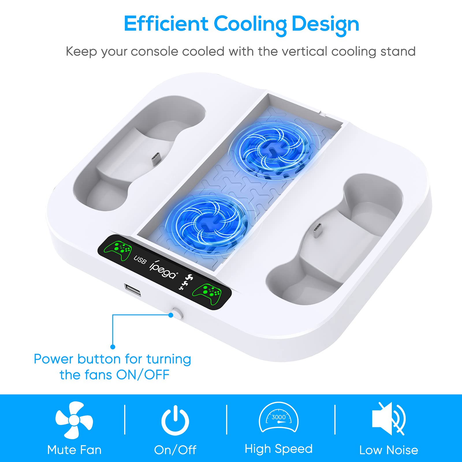 Charging Station for Xbox Series S with Cooling Fan, Multi-functional Charging Stand Dock Cooling Accessories for Xbox Series S with 2pcs 1400mAh Rechargeable Batteries and 3 Level Cooling Fan System