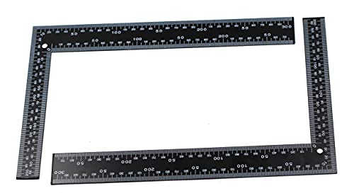 Driak Black 2pc Metal L Shaped Metric Square Carpenter Square 0-30cm 0-20cm Measuring Range Metal Framing Square Square Ruler for Accurate Cutting, Trimming, Slicing and Measuring