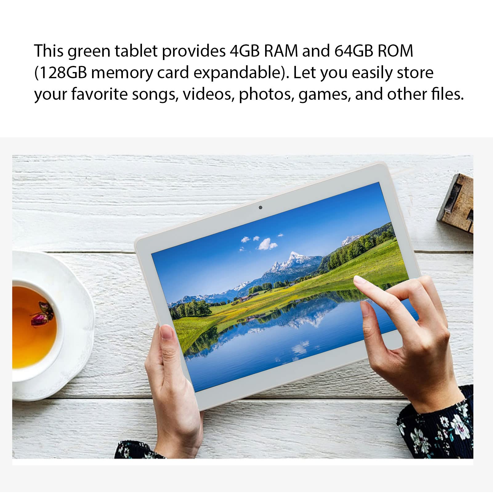 doder Phone Tablet, Dual SIM Dual Standby 10.1 Inch Tablet 4GB RAM 64GB ROM for Entertainment (US Plug)
