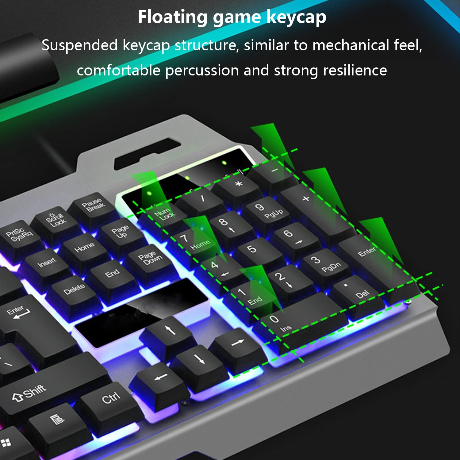 EXHNLE Gaming Keyboard and Mouse Combo, Gaming Keyboard RGB LED Rainbow Backlit, USB Wired Keyboard, with 104 Key Computer PC Gaming Keyboard for PC/Laptop (Color : Black)