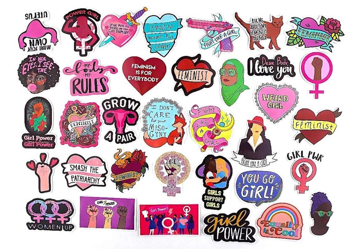 Party Hive Feminist Girl Power (35 Pieces) Assorted Decal Stickers Arts Crafts Scrapbook