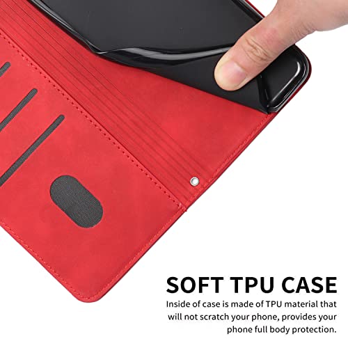 Kainevy for Infinix Note 30 5G Case Wallet Black with Lanyard Durable Leather Case for Infinix Note 30 5G Phone Case with Card Holder Buckle Flip Design Protective Cover for Womem Men (Red)