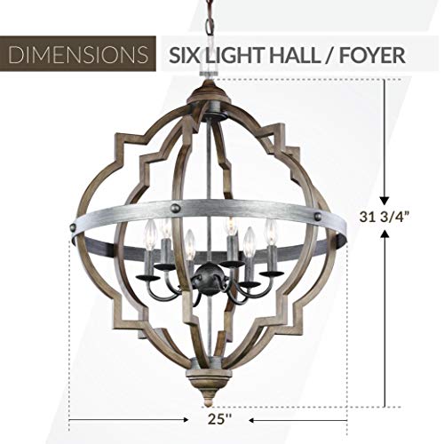 Sea Gull Lighting 5124906-846 Socorro Hall/Foyer Hanging Modern Fixture, Six - Light, White, Black, Silver