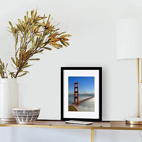 Picture Frames 8x10 Picture Frame Set of 2,Display Pictures 5x7 with Mat or 8x10 Without Mat Real Glass and Composite Wood for Wall or Tabletop Display Pre-Installed Wall Mounting Hardware,Black