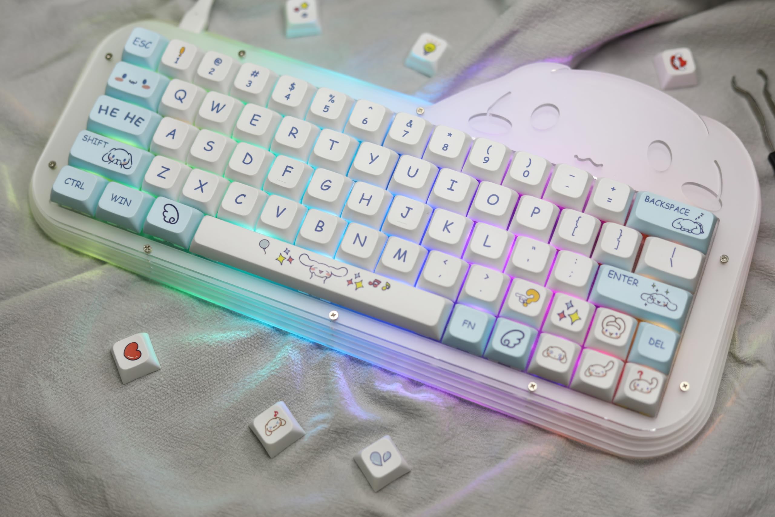 Cmokifuly Dog Cute Keyboard 60% Mini 64 Keys Mechanical Keyboard Kit,RGB Backlits Hotswap 5pin Socket Type-C Wired DIY Keyboard PCB Plate Stacked Case,Programmable VIA Gaming Keyboard Kit (Dog)