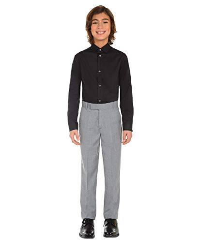 Calvin Klein Boys' Long Sleeve Sateen Dress Shirt, Button-down Style With Buttoned Cuffs & Shirttail Hem, Black, 20