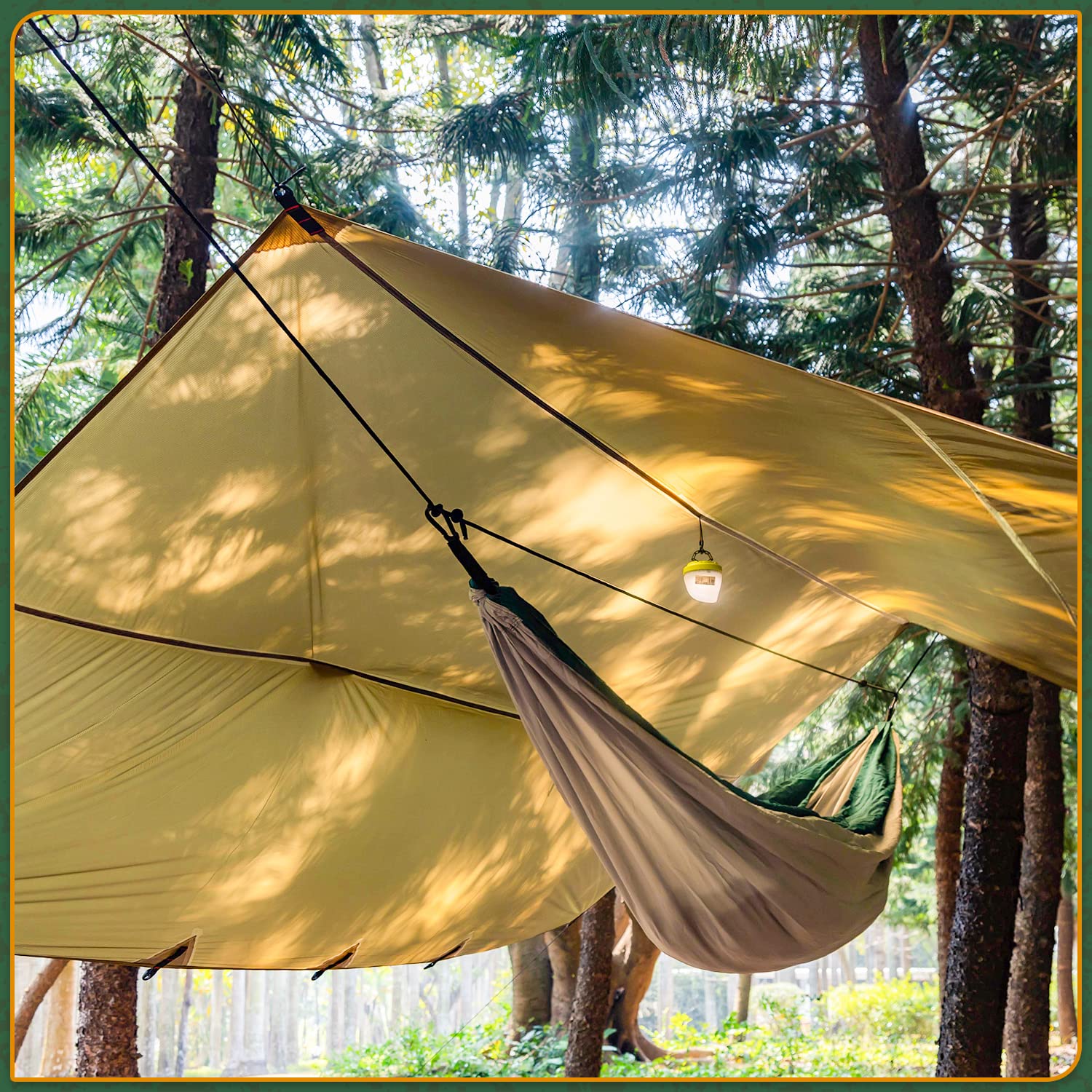 Camping Tarp Hammock Tarp 9×12ft Ultralight 20D Silnylon Waterproof 3000mm for Hiking Backpacking - Wolfden UL