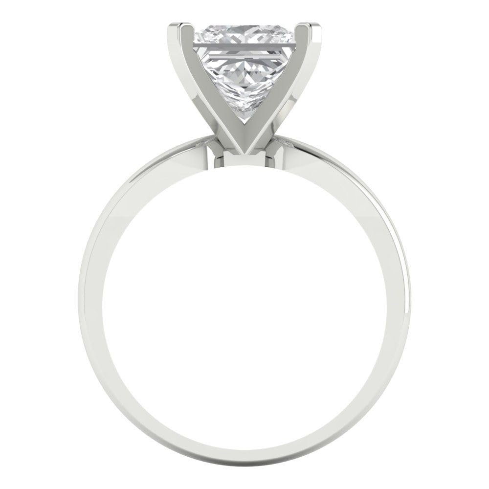 Clara Pucci 2.50ct Princess Cut Solitaire Moissanite Excellent Engagement Bridal Promise Anniversary Ring 18K White Gold Size 6.5