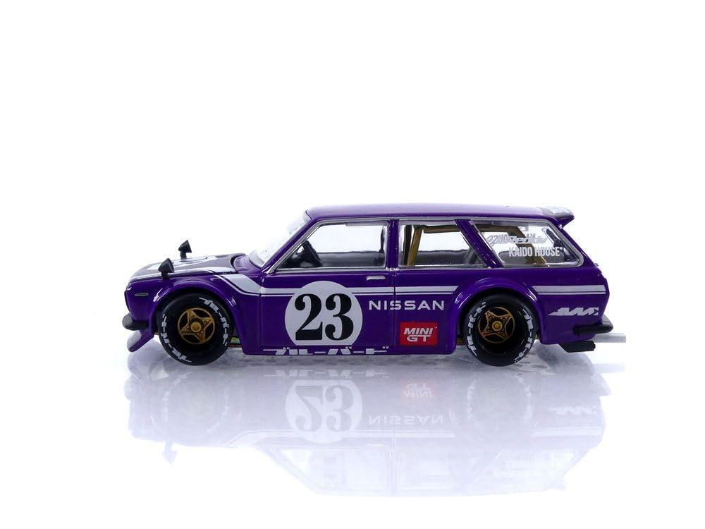 Datsun KAIDO 510 Wagon Carbon Fiber V1 Purple Kaido House 1/64 Diecast Model Car True Scale Miniatures KHMG062