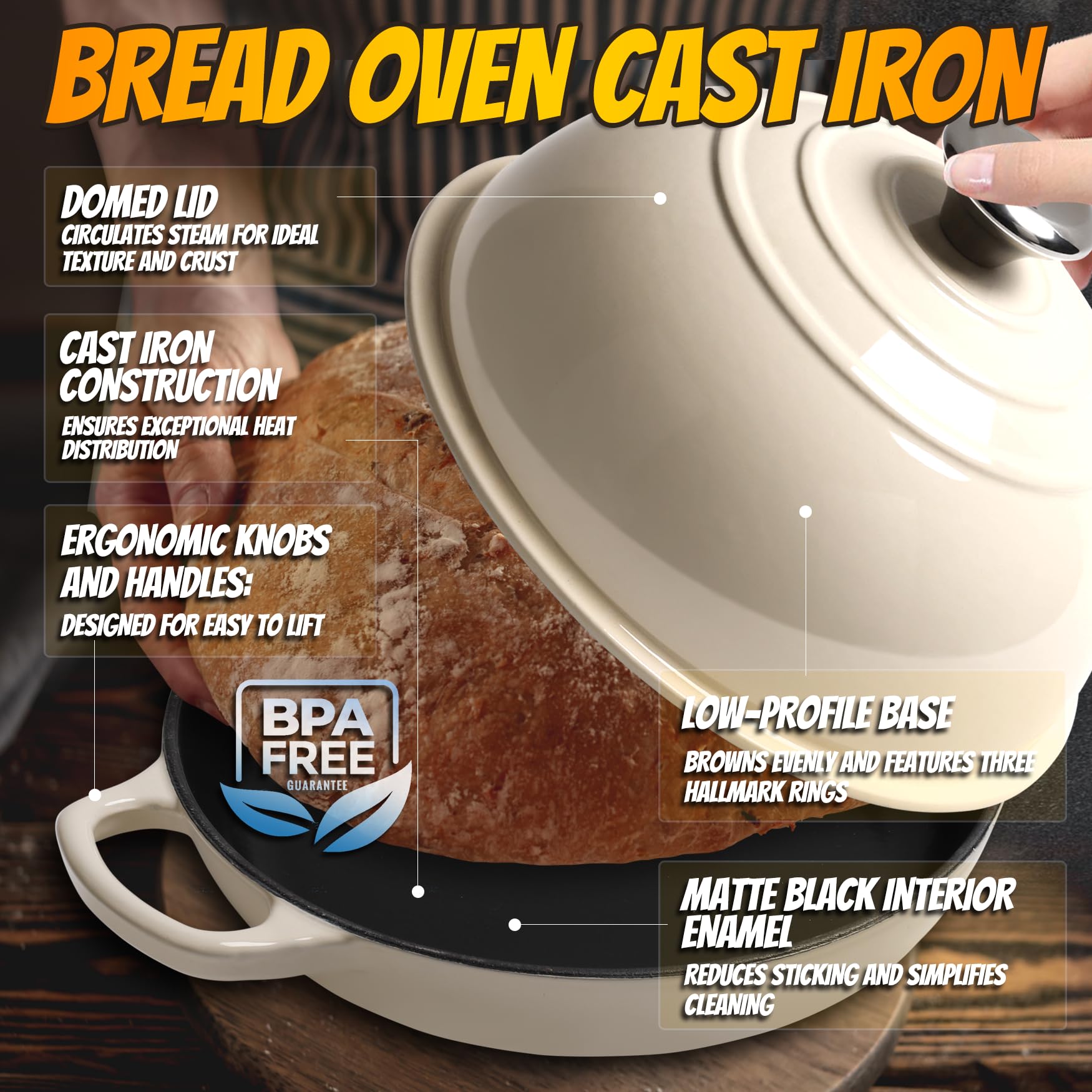 Enameled Cast Iron Bread Oven With Lid, Replace le creuset Bread Oven, Bread Dutch Oven, Bread Ovens for Bread Baking, Sourdough Oven for Homemade Bread Baking Five Year Free Replacement