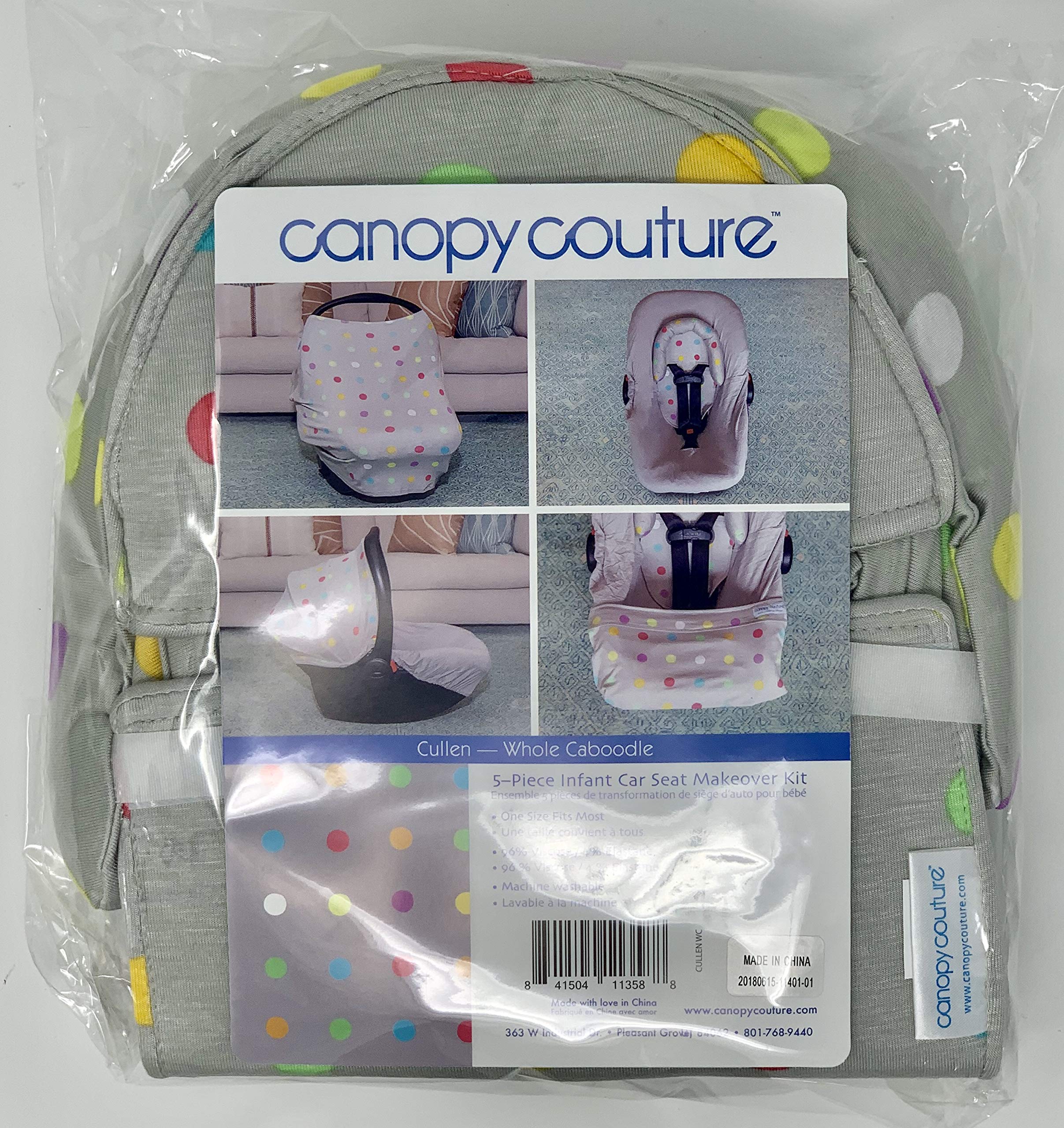 Carseat Canopy Whole Caboodle 5 Piece Set, Soft Jersey Stretch Material - Cullen