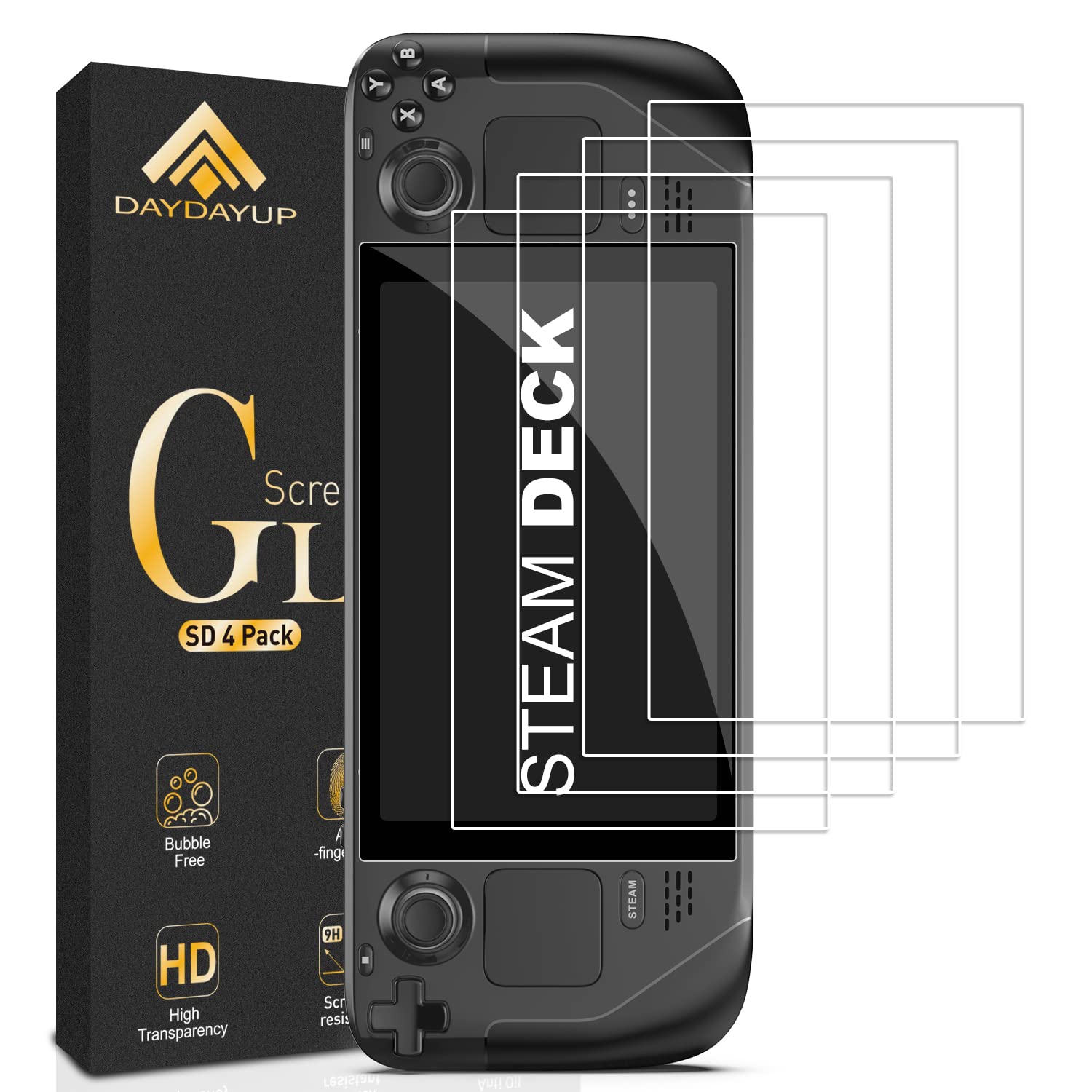 daydayup [4 Pack] Tempered Glass Screen Protector Compatible with SD - Transparent HD Clear Steam Deck Screen Protector for Accessories & Console