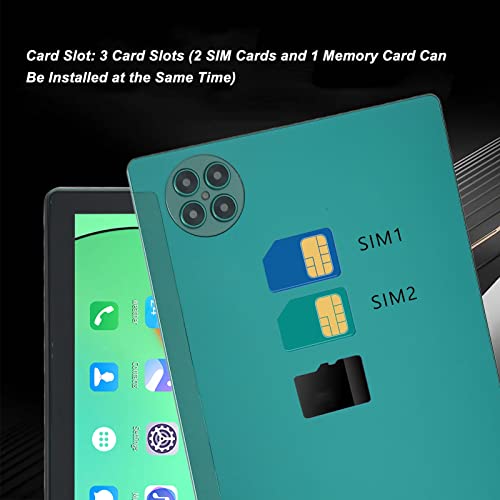 DAUERHAFT 10.1 Inch Tablet, 8 Core CPU Tablet, Support 5G WiFi Tablet, 8GB 256GB Dual SIM Dual Standby Calling Tablet, Fast Charging Tablet for Android 12(Green)