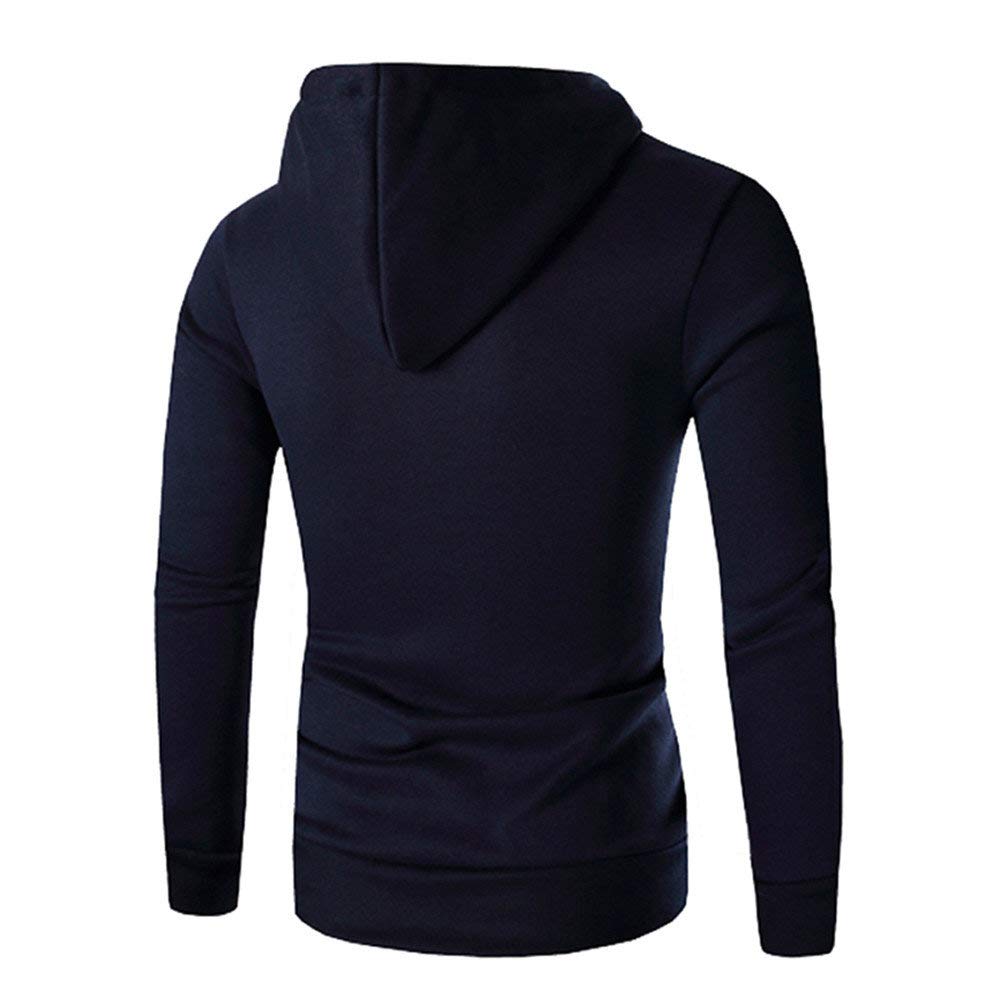 jin&Co Men's Hoodies Sweatshirts Long Sleeve Solid Color Slim Fit Winter Hooded Pullover Tops Jacket Navy
