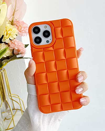 Ginkgonut Compatible with iPhone 14 Pro Case for Women/Girls, Cute 3D Laid Desgin Soft Silicone Shockproof Raised Bumper Corners Case for iPhone 14 Pro(Orange)