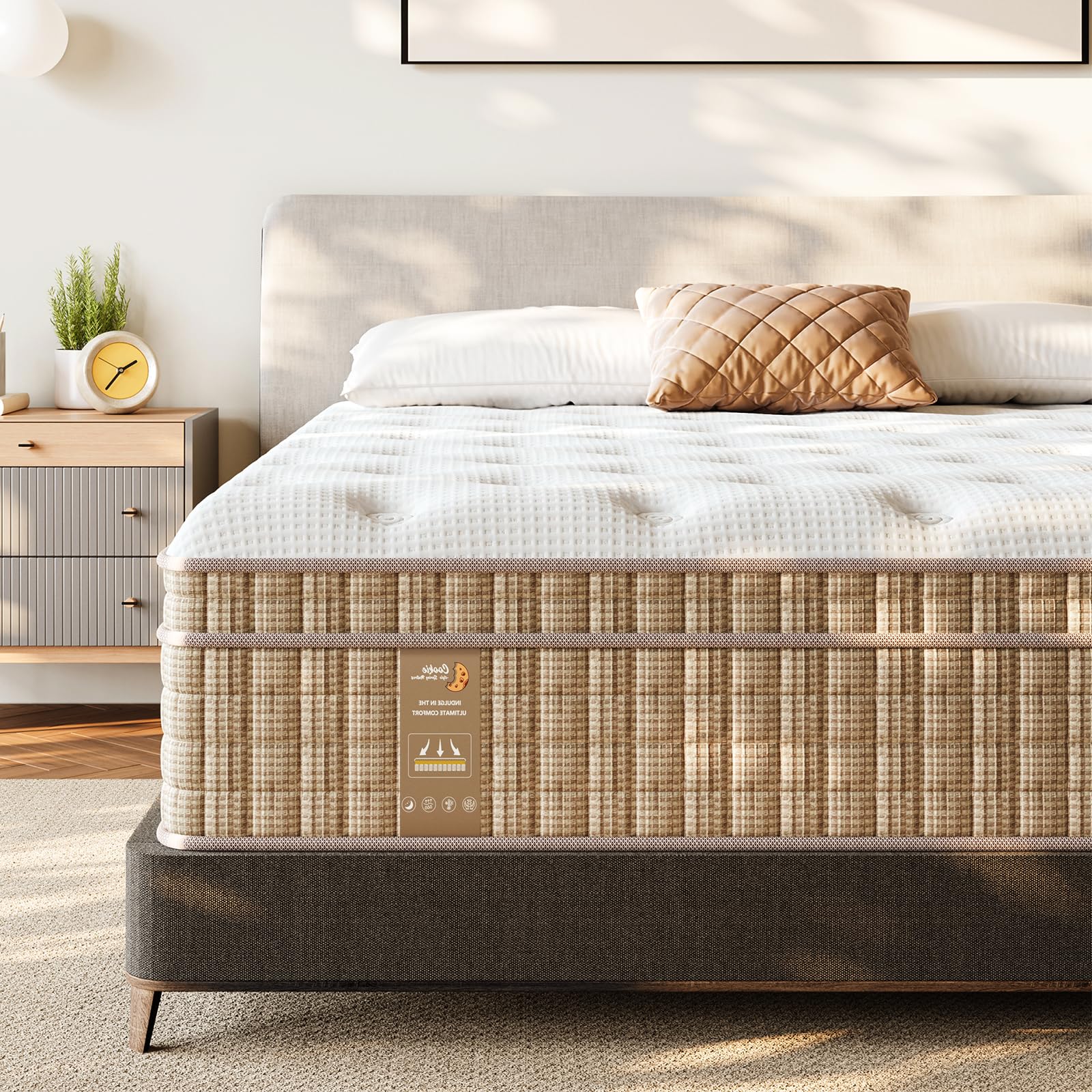 FP FLEXPEDIC Full Mattress, 14 Inch Hybrid Queen Size Mattress in a Box, Full Mattress with Gel Memory Foam and Pocket Spring for Pressure Relief, Ergonomic Design & Edge Support,