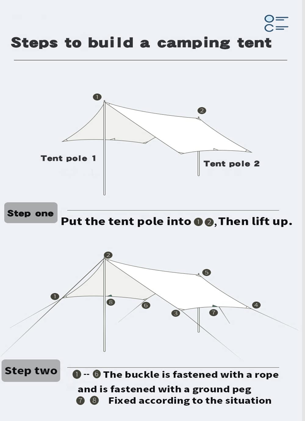 CAMPMAC Lightweight Camping Tarp Set, (10 Ftx13 Ft) - with 2 Heavy Duty Poles, Hammock Tarp, Hammock Tent, Rain Tarp for Used with Car, Tent and Hammock in Camping - (Silver/Black)