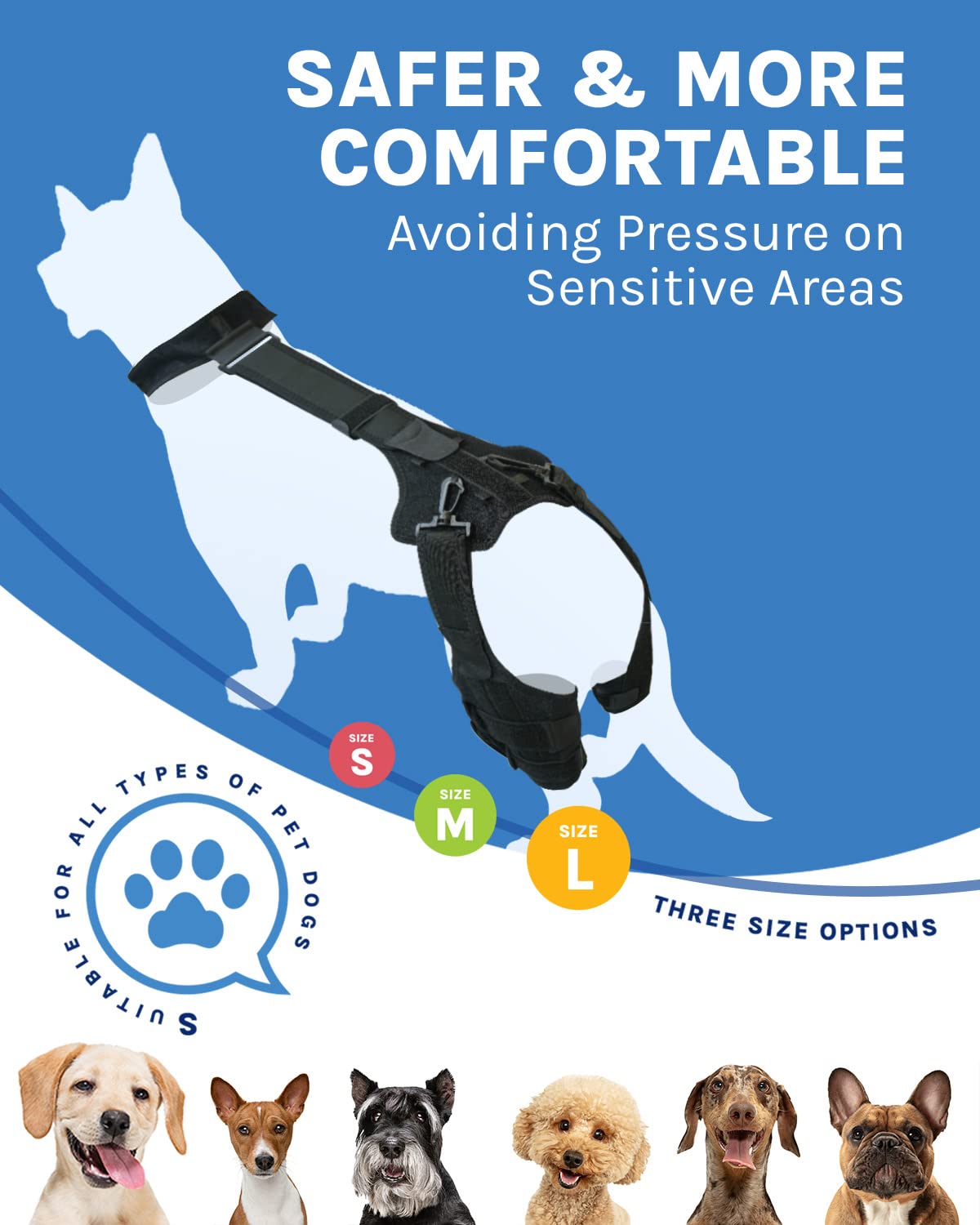 MerryMilo dog knee brace for torn acl hind leg -Upgraded Anti-Slip, Support for Cruciate Ligament Injury, Arthritis, Joint Pain, Muscle Sore, CCL Brace(Size: L, Left Leg)