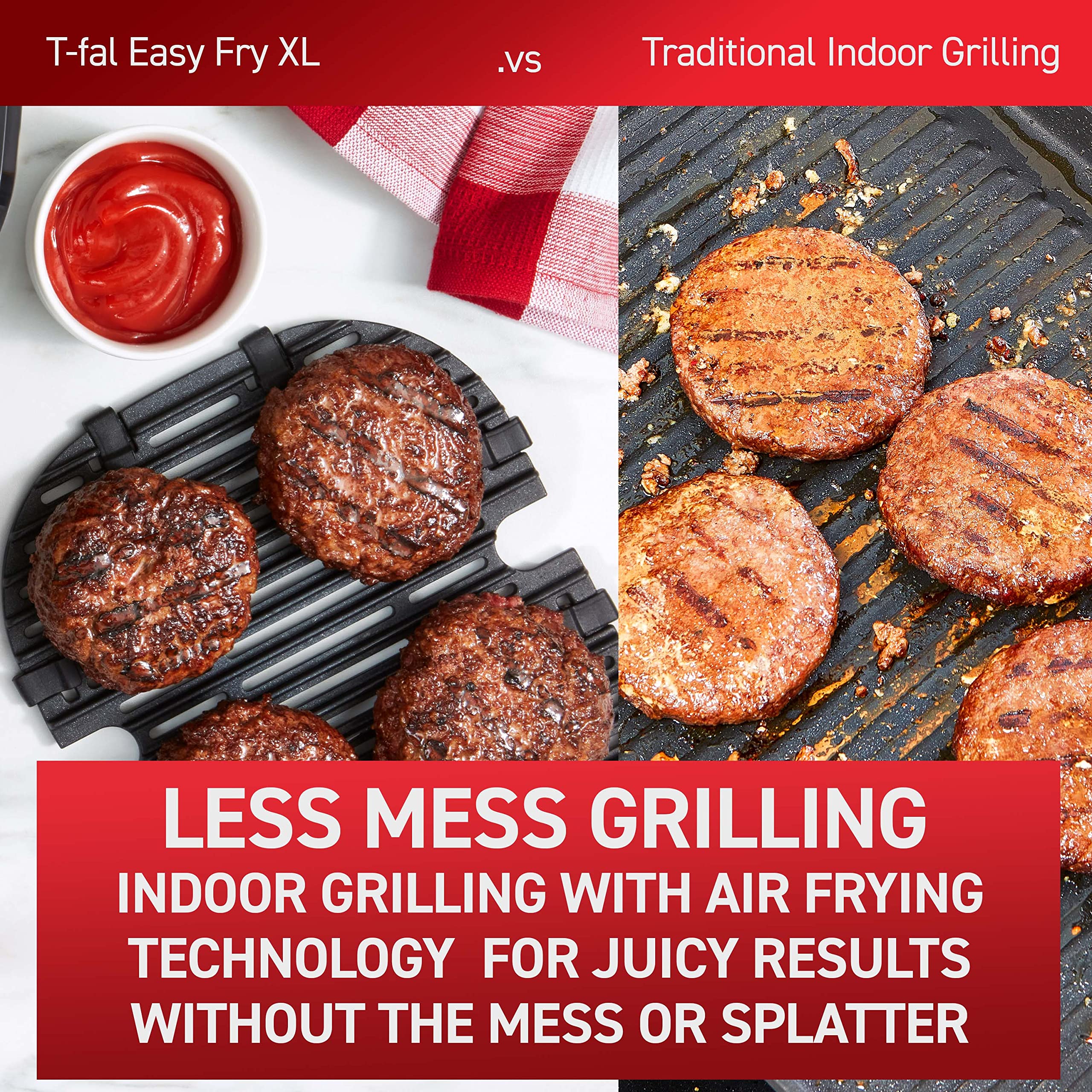 T-fal Air Fryer & Grill Combo Digital, 2-in-1, 4.4 Qrt, black
