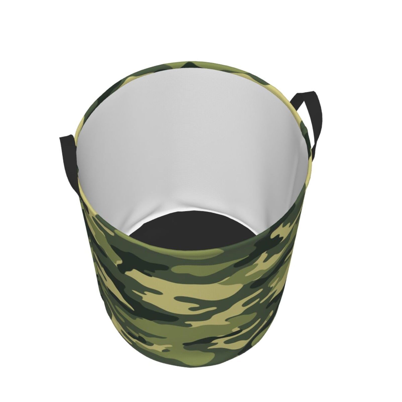 Gbuzozie Camouflage Print Round Laundry Hamper Green Camo Storage Basket Toys Clothes Organizer Bin For Home Bathroom Bedroom Dorm Nursery, 38l