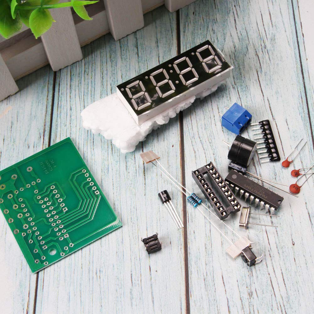 Comimark 1Pcs AT89C2051 Digital 4 Bits Electronic Clock Electronic Production Suite DIY Kit