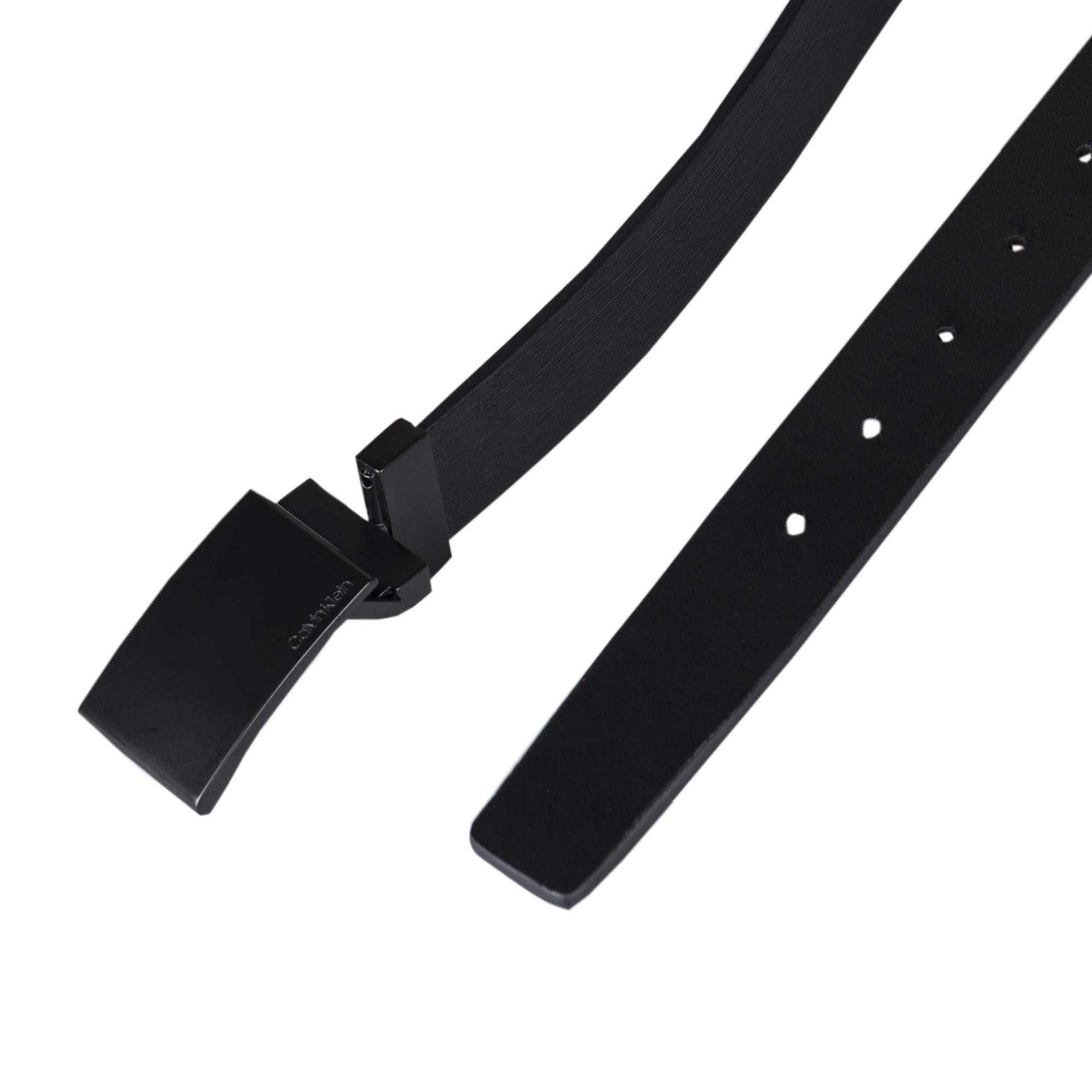 Calvin Klein Men's Reversible Dress Belt with Plaque Buckle, Black/Black, X-Large (42-44)