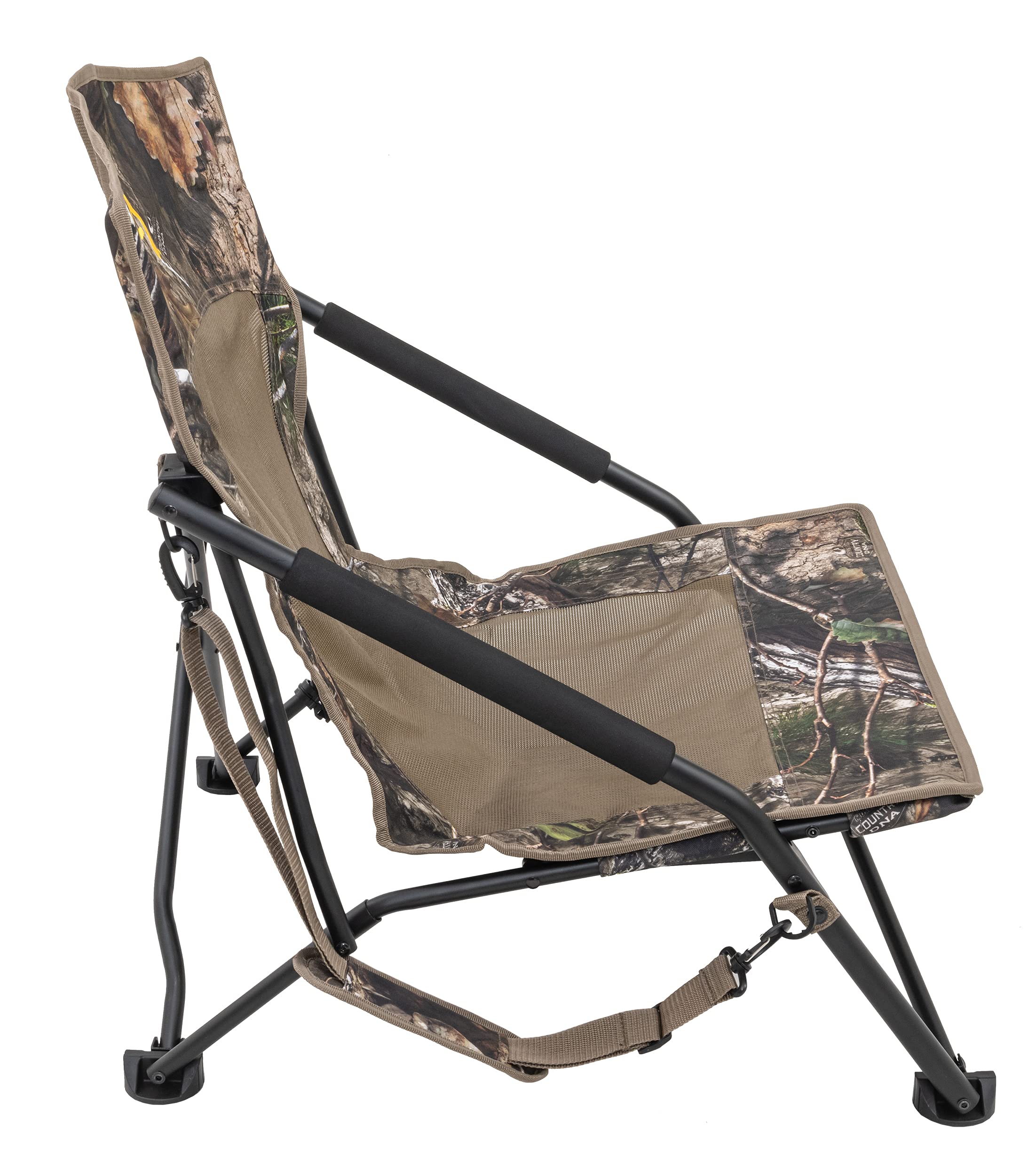 Browning Strutter Camo Turkey Hunting Chair with Foldable Low Profile Compact Design, Durable Steel Frame, and Padded Shoulder Carry Strap & Bag, MC (Wide) Realtree Edge