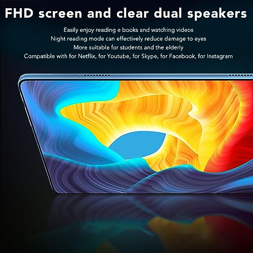 DAUERHAFT 10.1 Inch Tablet 2 Speakers 4G Tablet 100‑240V FHD Display 8 Cores for Travel (US Plug)