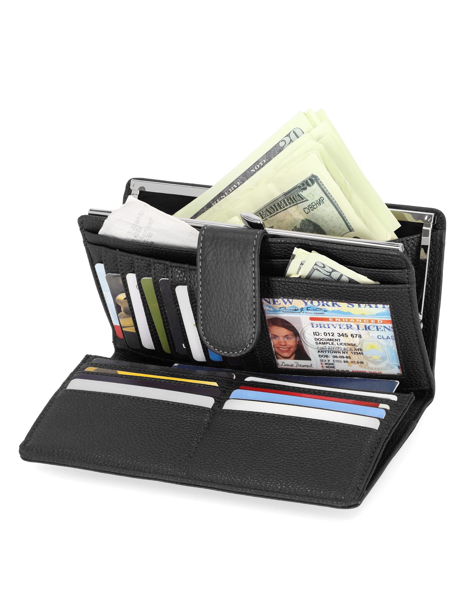 Mundi Suburban Rio Checkbook Leather Wallet W Frame,RFID Protected, Red,one size
