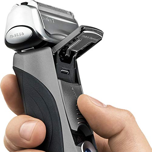 Braun Series 7 Electric Foil Shaver/Razor for Men With Precision Beard Trimmer, Rechargeable, Wet & Dry, Clean, Charge Station & Travel Case, Grey