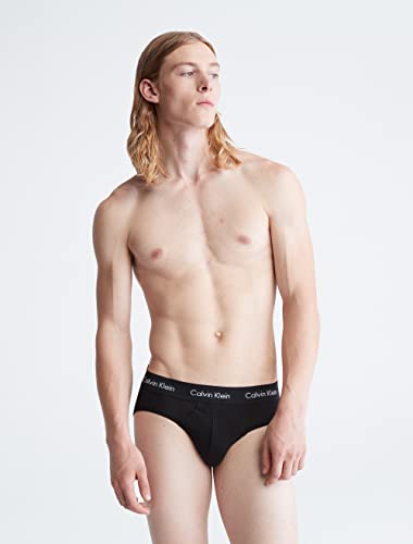 Calvin Klein Men's Cotton Stretch 7-Pack Hip Brief, Black, M