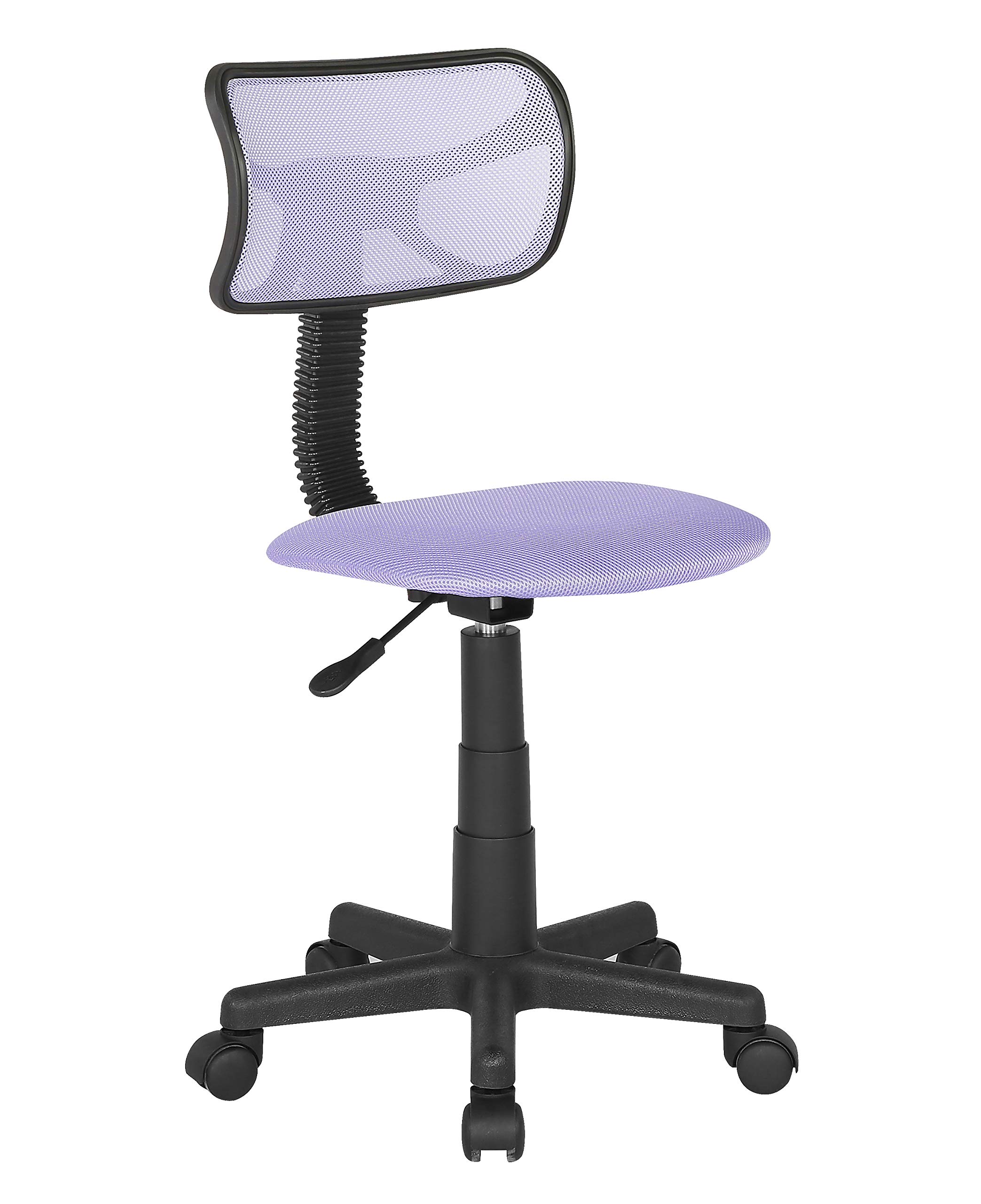 JJS Kids Mesh Rolling Desk Chair, Small Swivel Office Computer Chair for Teens, Low-Back Adjustable Upholstered Student Task Chair, Purple