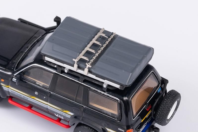 FloZ for KengFai for Toyota for Land Cruiser for LC80 Off-Road Vehicle Pearl Black Off Road Edition 1:64 Truck Pre-Built Model