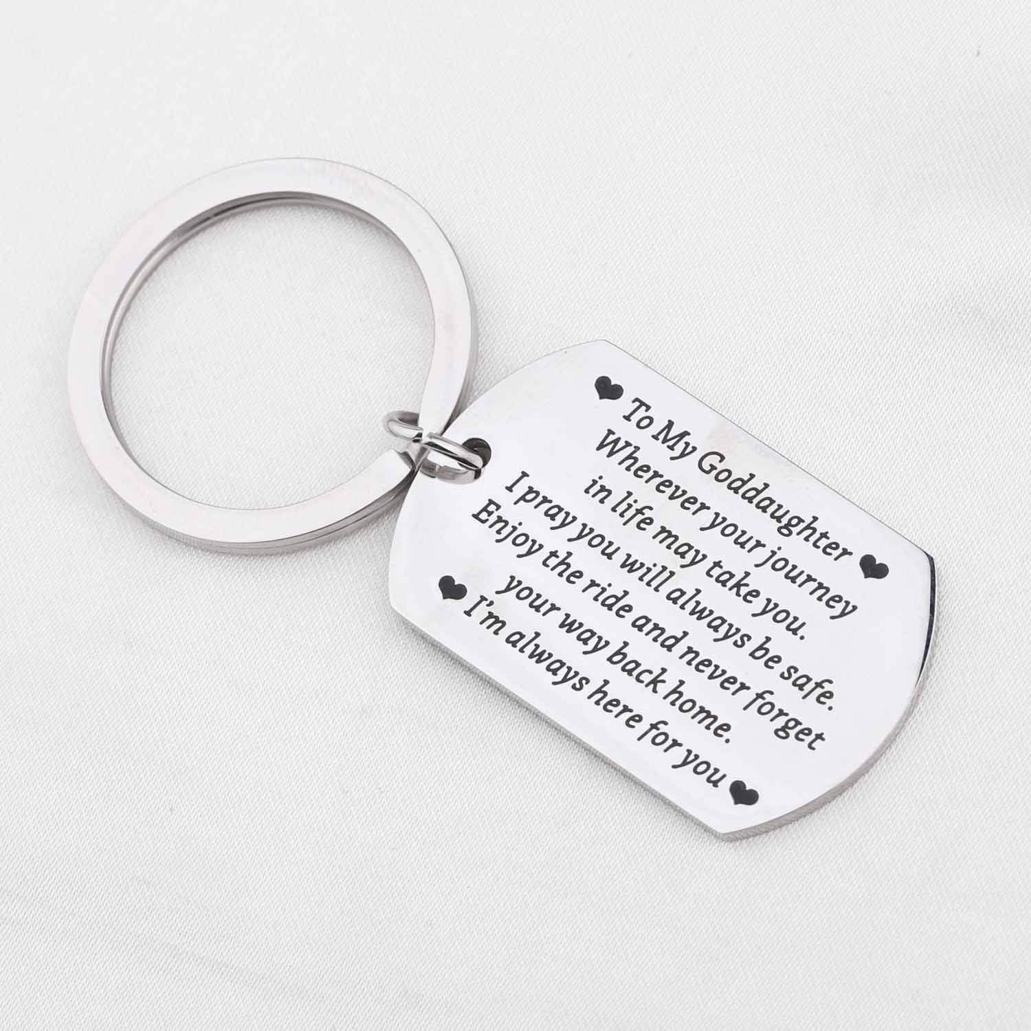 BNQL Goddaughter Keychain Goddaughter Gifts from Godmother Baptism Gift Religious Jewelry for Goddaughter