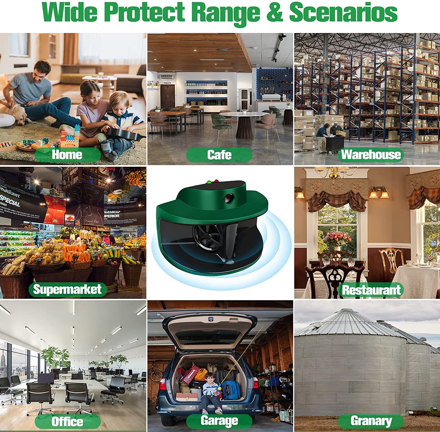 ENERJARY Ultrasonic Mouse Repellent, 2024 Ultrasonic Pest Repeller, 360° Mouse Repellent Rat Control for Home Indoor, Effectively Repels Mouse, Rodent, Roach, Mosquito (Green)