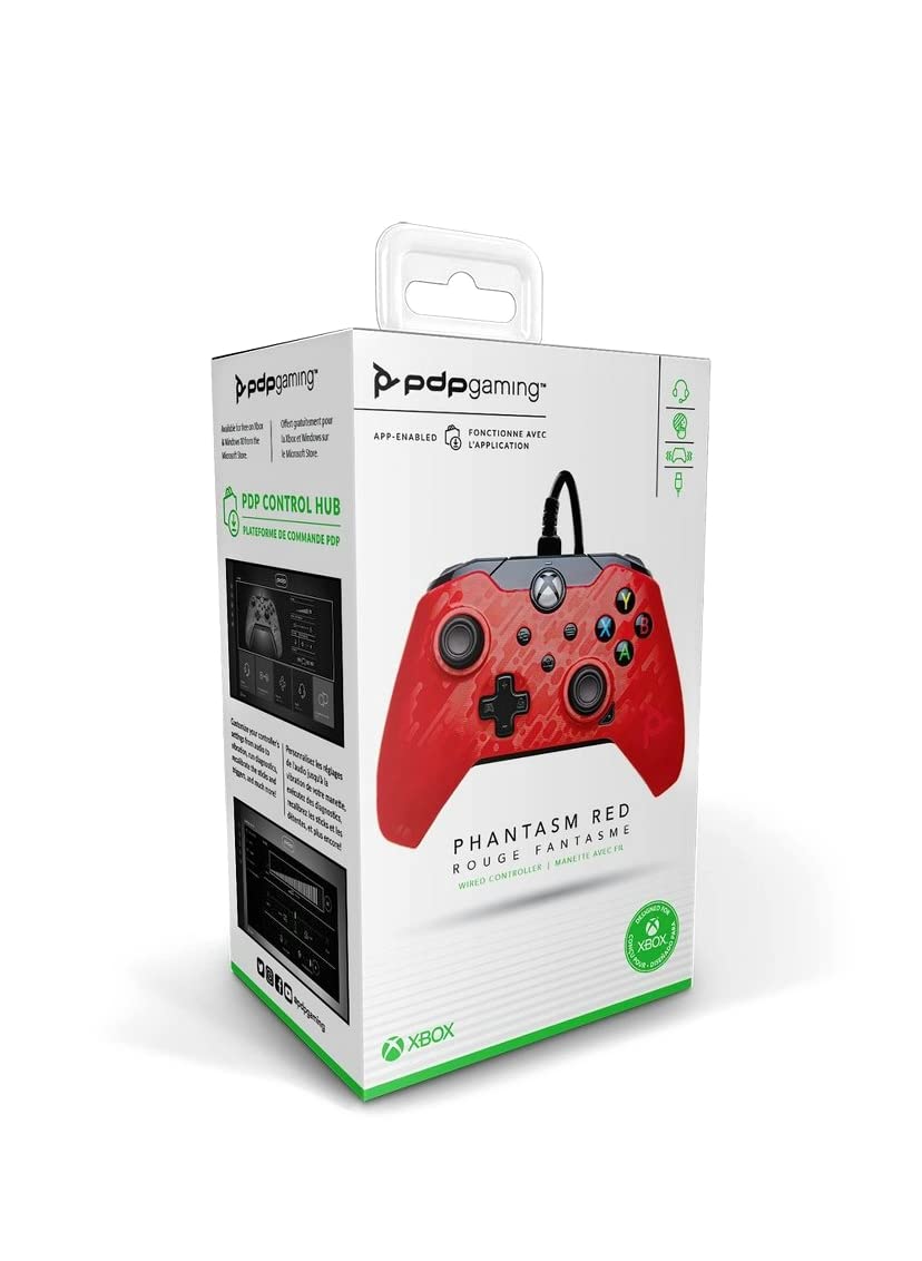 PDP Wired Game Controller - Xbox Series X|S, Xbox One, PC/Laptop Windows 10, Steam Gaming Controller - Perfect for FPS Games - Dual Vibration Videogame Gamepad - Red Camo/Camouflage