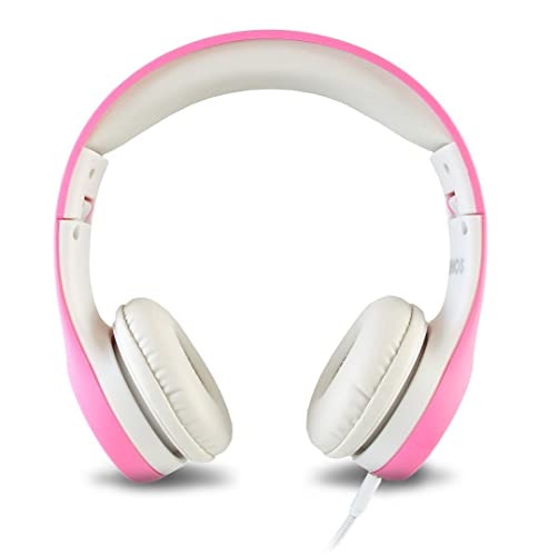 NENOS Children Kids Children's Volume Limited Headphones for Kids Foldable (Pink)