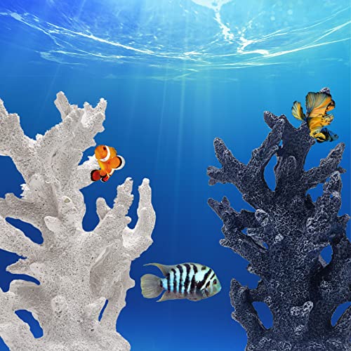 PINVNBY Artificial Coral Ornament Aquarium Sea Plants Decoration Underwater Craft Resin Fish Tank Landscape (Blue)