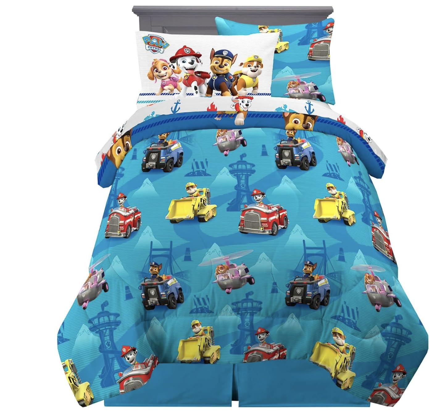 Franco Manufacturing Co. Inc. PAW Patrol 6-Piece Twin Bed in a Bag Set, Blue