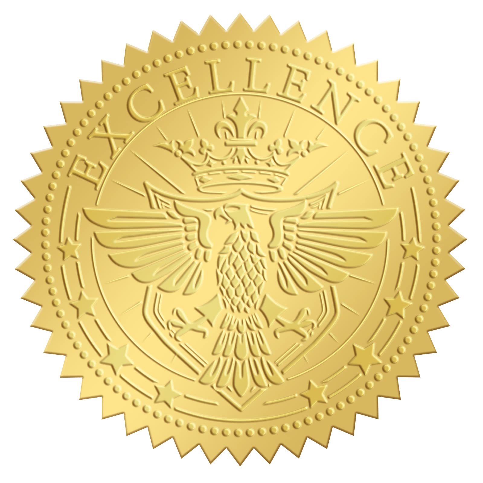 CRASPIRE 2 Inch Gold Embossed Envelope Seals Stickers Excellence 100pcs Round Adhesive Gold Foil Seals Stickers Medal Decoration Label for Wedding Invitations Certification Graduation Corporate