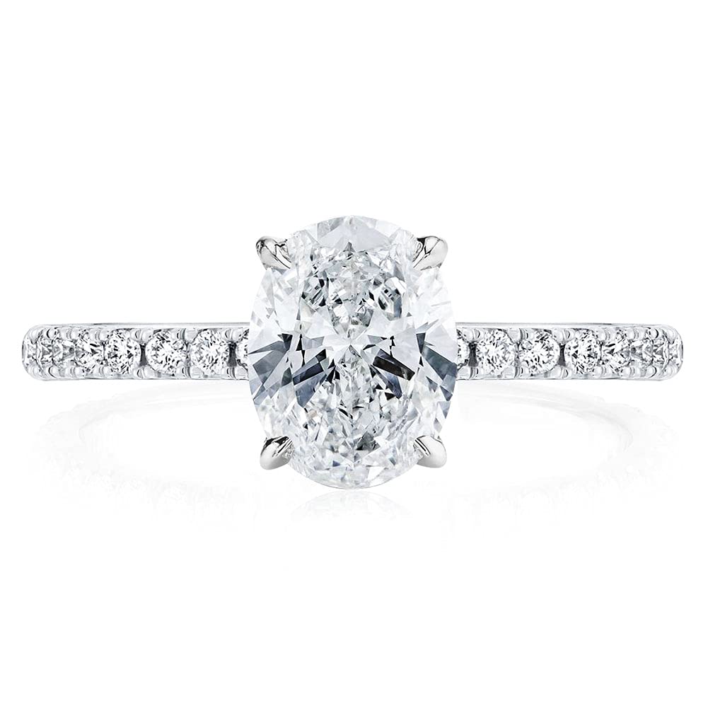 Bo.Dream 2ct Oval Cut Cubic Zirconia CZ Engagement Ring Rhodium Plated Sterling Silver Size 5.5