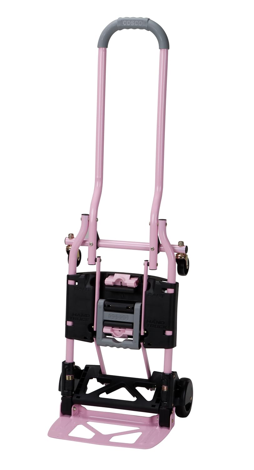 COSCO Shifter Folding Hand Truck and Cart, 300 lb Capacity, Orange and Pink