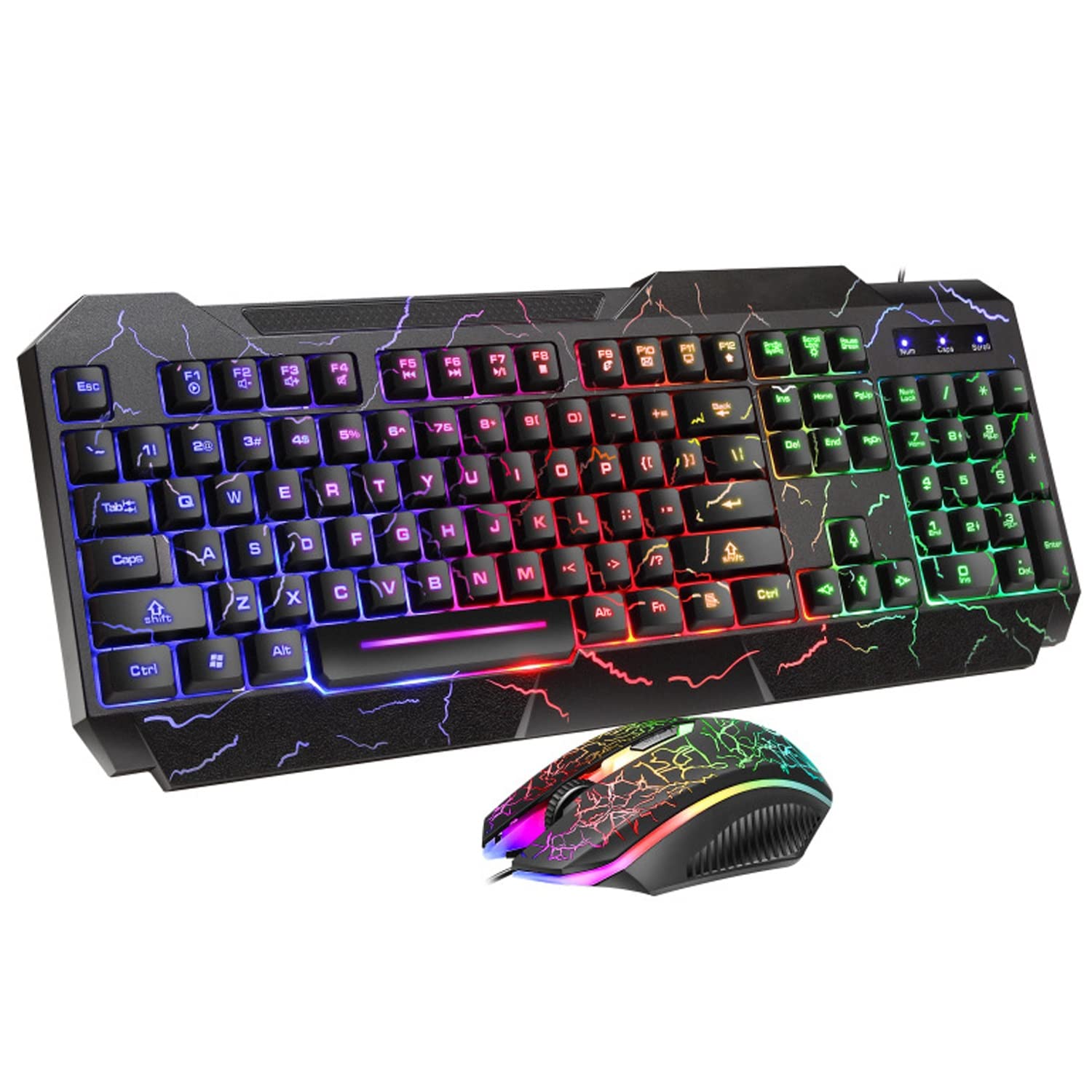 EXHNLE Gaming Keyboard and Mouse Combo, Wired Backlight Keyboard and Mouse, USB Wired Backlit Keyboard for Laptop PC Computer Game and Work