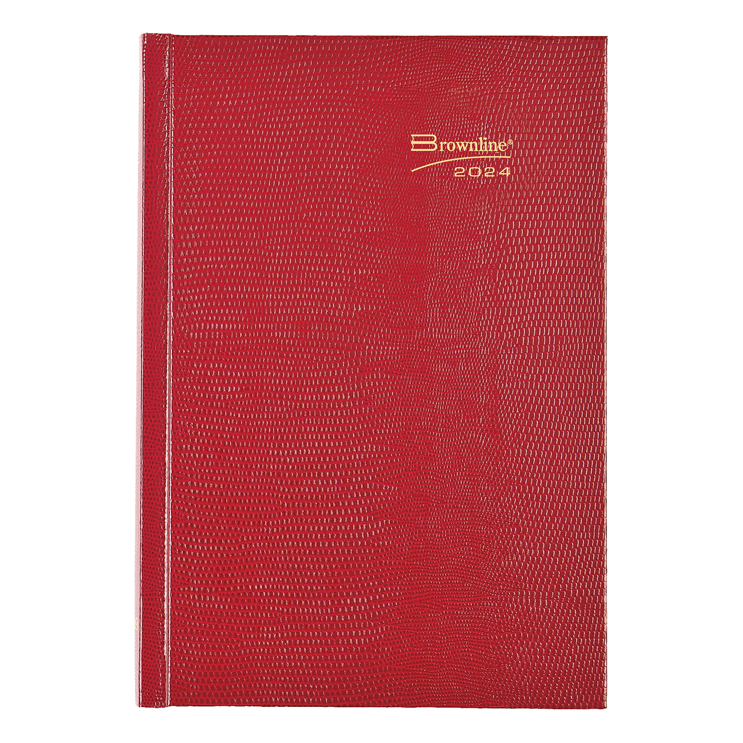 Brownline 2024 Traditional Daily/Monthly Planner, Untimed Journal, 12 Months, January to December, Perfect Binding, 8.25" x 5.75", Bright Red (CB389.RED-24)