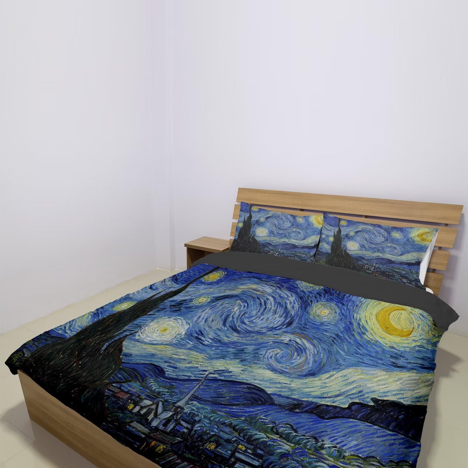 Gearider Starry Night Comforter Cover 3 Pcs Van Gogh Artwork Duvet Covers Bedspread Abstract Bedding Set Twin Size Bed Set (1 Duvet Cover 2 Pillowcases)