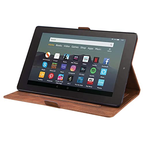 Tablet PC Case Compatible with Kindle Fire 7 Tablet Case 2022 12th Butterfly Embossed Folding Stand Protective Cover Shockproof PU Leather Flip Case Card Slot Tablet PC Case Tablet Home (Color : Brow