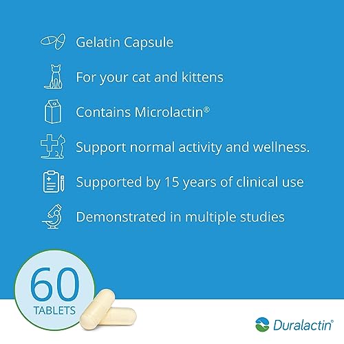 PRN Pharmacal Duralactin Feline Capsules - Cats & Kittens Joint Health and Relief Gelatin Capsules with Dried Milk Protein - 60Ct